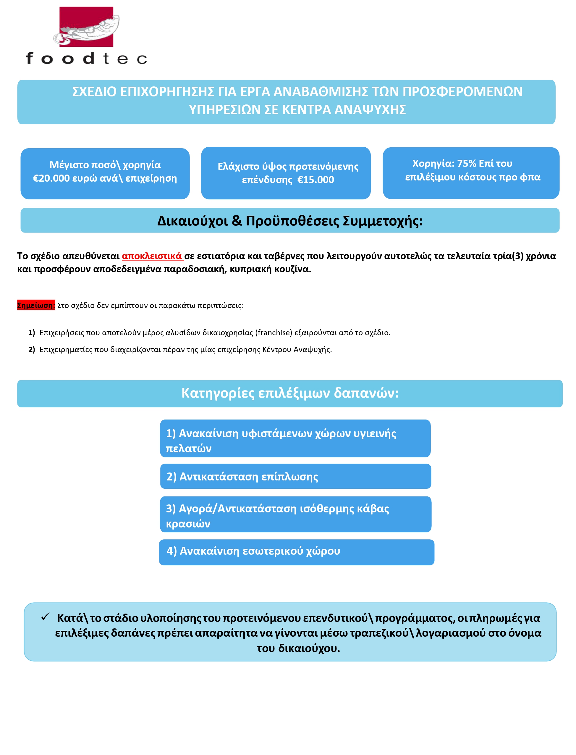 ΣΧΕΔΙΟ ΕΠΙΧΟΡΗΓΗΣΗΣ ΓΙΑ ΕΡΓΑ ΑΝΑΒΑΘΜΙΣΗΣ ΤΩΝ ΠΡΟΣΦΕΡΟΜΕΝΩΝ ΥΠΗΡΕΣΙΩΝ ΣΕ ...